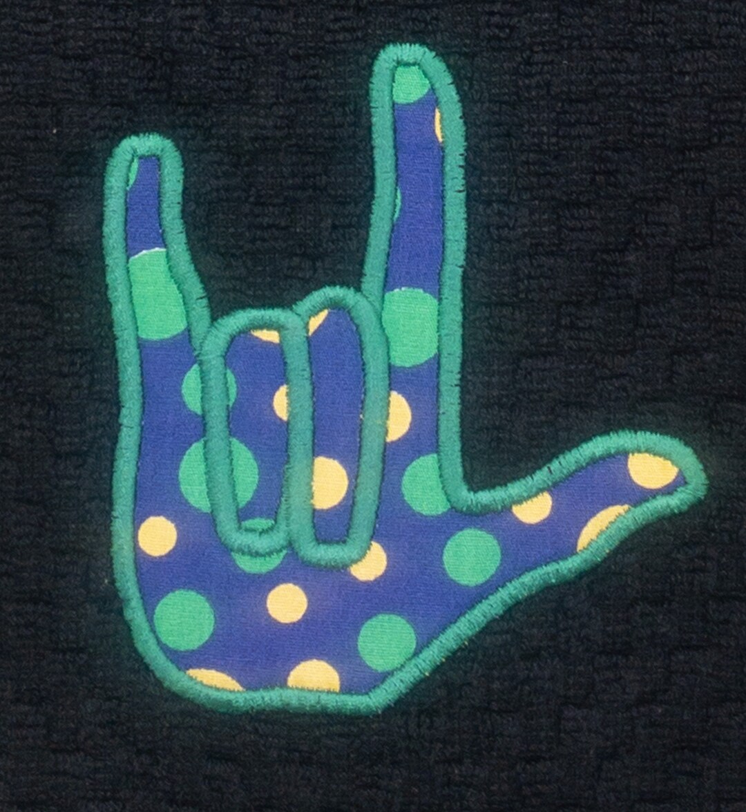 ILY - I Love You in ASL - Waffle Weave Towel With Appliqué (purple W ...