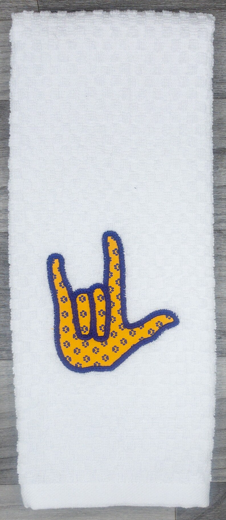 ILY - I Love You in ASL Sign Language - W Applique - LSU Tiger Paws or ...