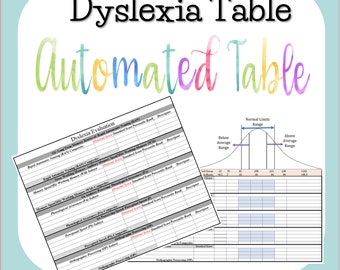 Dyslexia Spreadsheet - Etsy