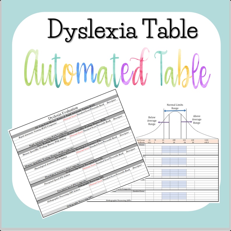 Dyslexia Spreadsheet - Etsy