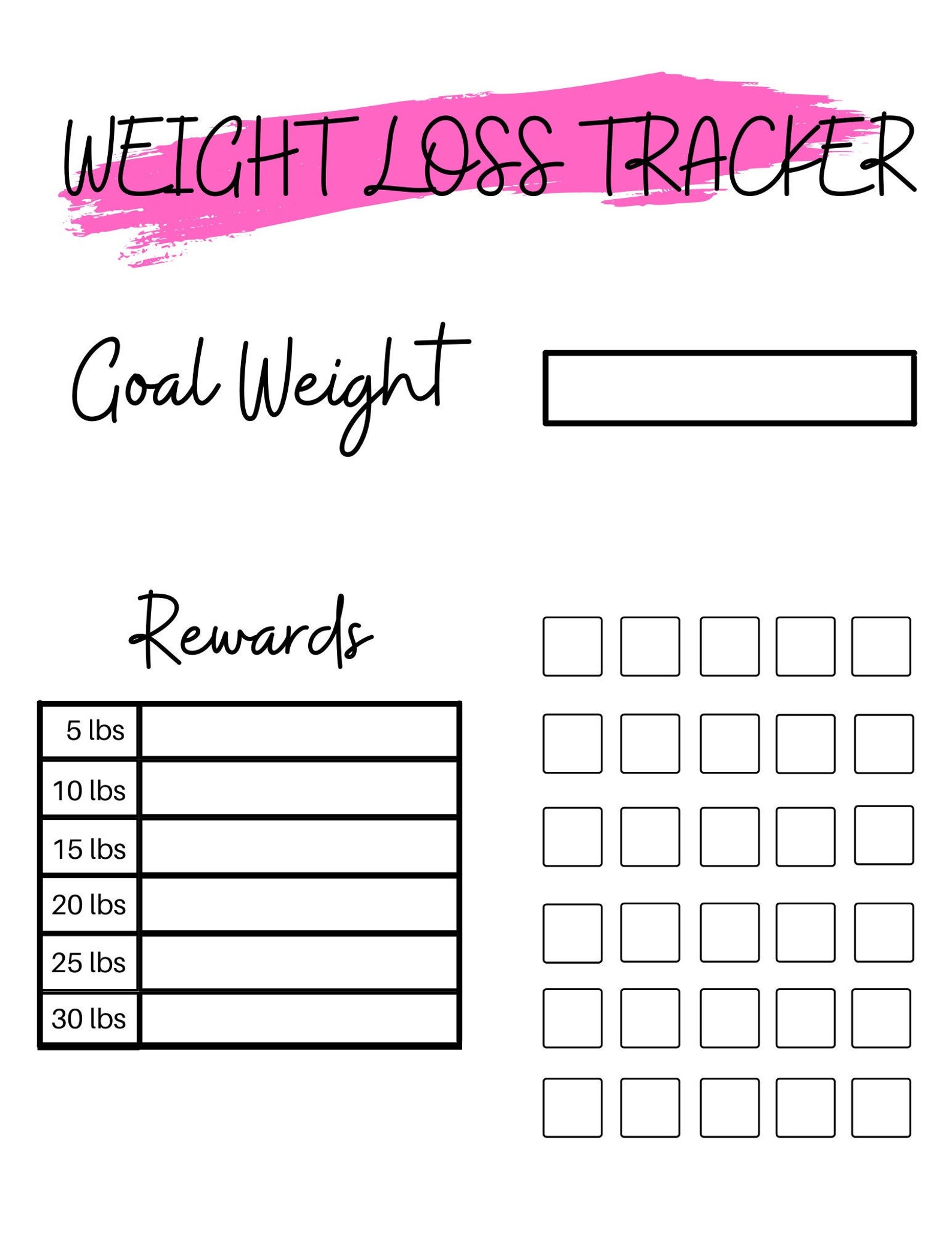 Weight Loss, Weight Loss Chart, Motivational Chart, Rewards Chart ...