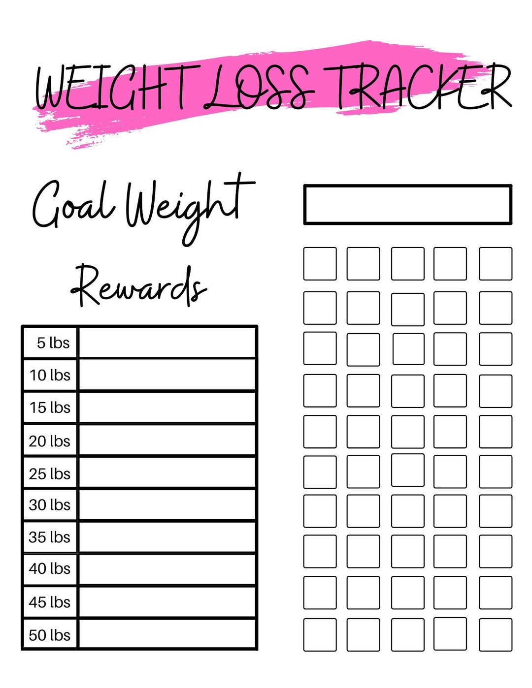 Weight Loss Weight Loss Chart Motivational Chart Rewards Chart Weight Progress 50 Lb Weight Loss Tracker New Year s Resolution Etsy UK
