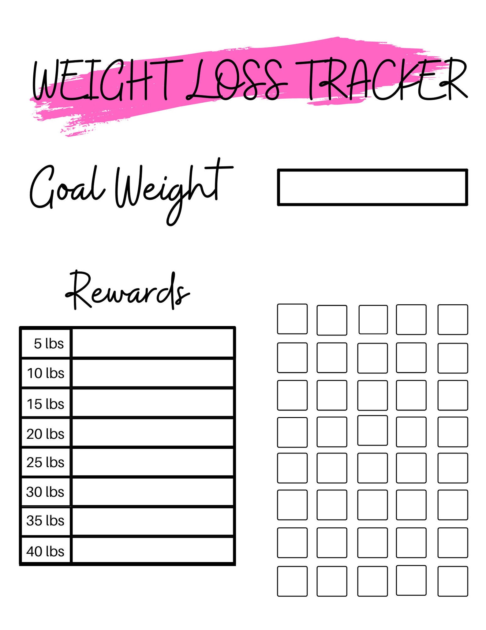 Weight Loss Weight Loss Chart Motivational Chart Rewards Chart