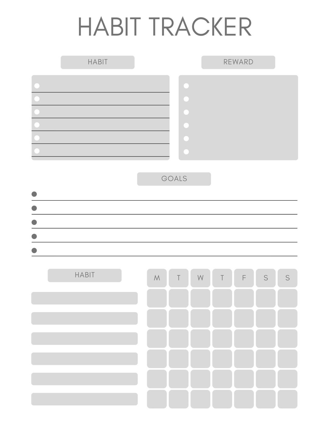 Habit Tracker, Daily Plan, Monthly Goals, Monthly Budget 8.5 X 11 ...