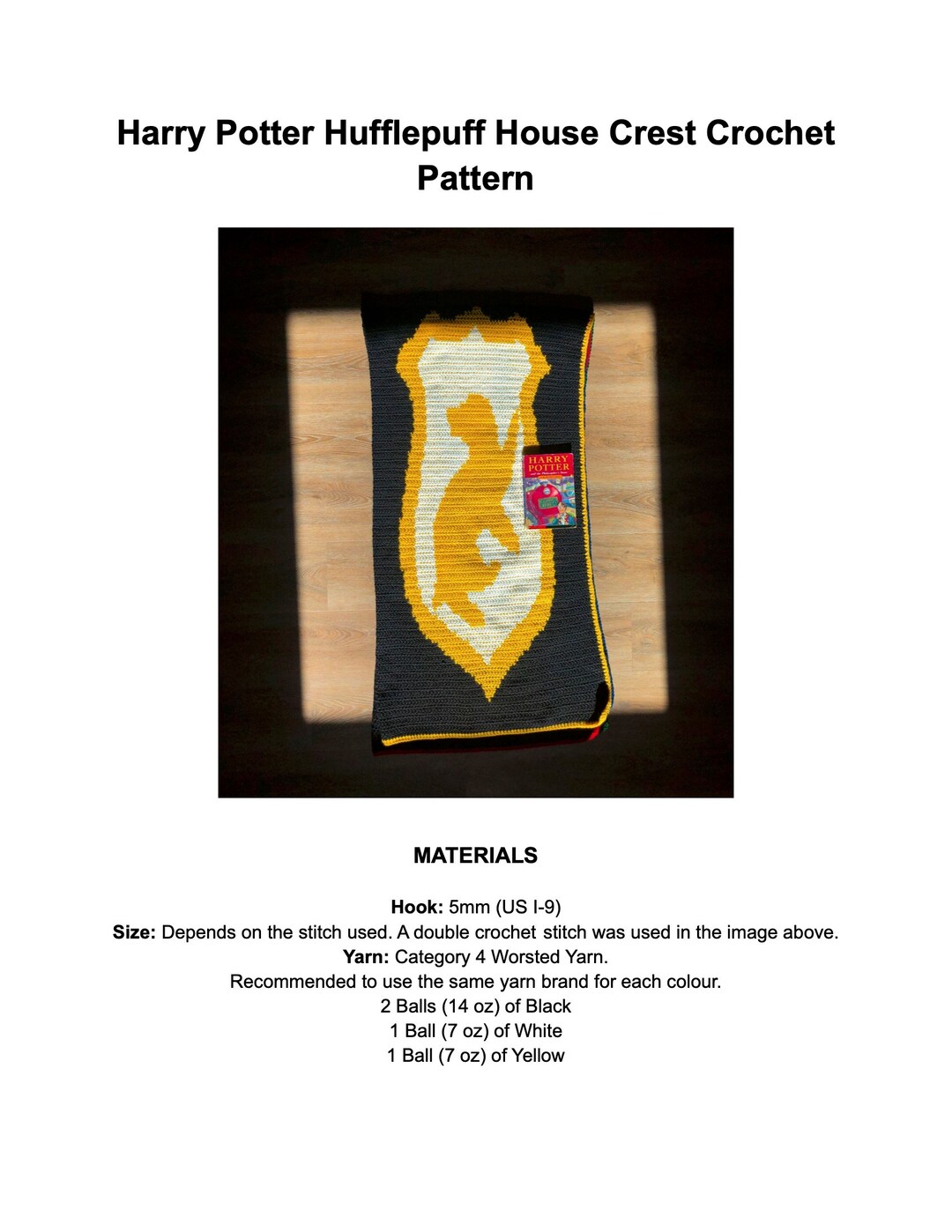 Grid Pattern | Hufflepuff House Crest Crochet Pattern - Etsy