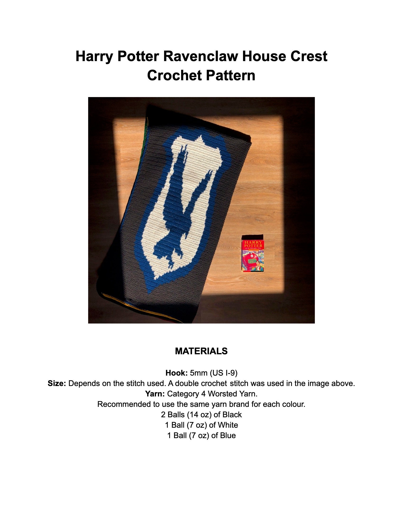 Grid Pattern | Ravenclaw House Crest Crochet Pattern - Etsy