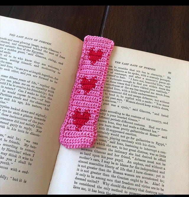 Pattern Heart Bookmark Crochet - Etsy