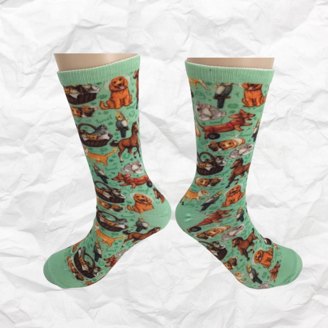 Animal Print Socks: Vet Tech Gift, Novelty Cotton Blend Socks - Etsy