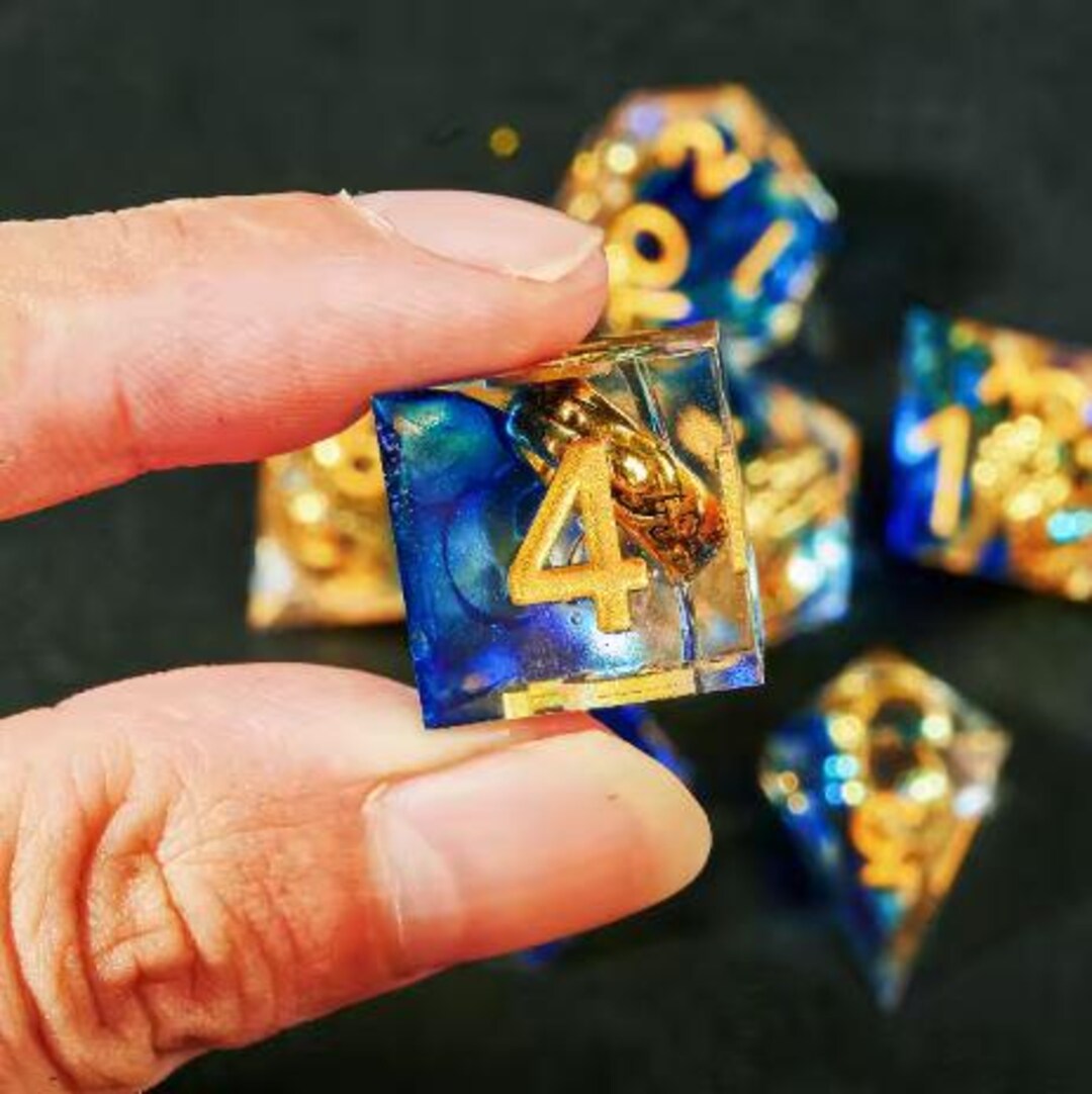 LOTR Lord of the Rings Inspired Dnd Dice Set - Transparent Blue & Clear ...