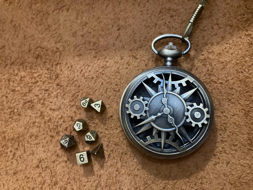 Steampunk Pocket Watch Dice Set – Mini Metal Dice in Display Watch Case ...