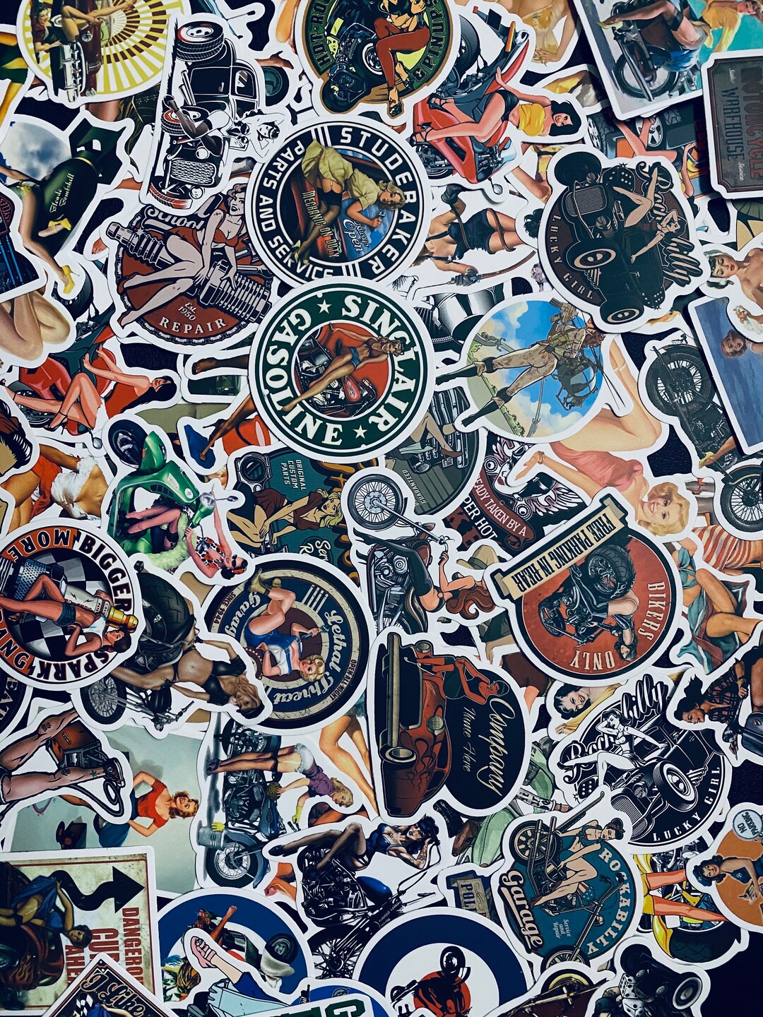 50 Pcs american Retro Sticker Pack Pin-up Sailor Stickers Hotrod Biker ...
