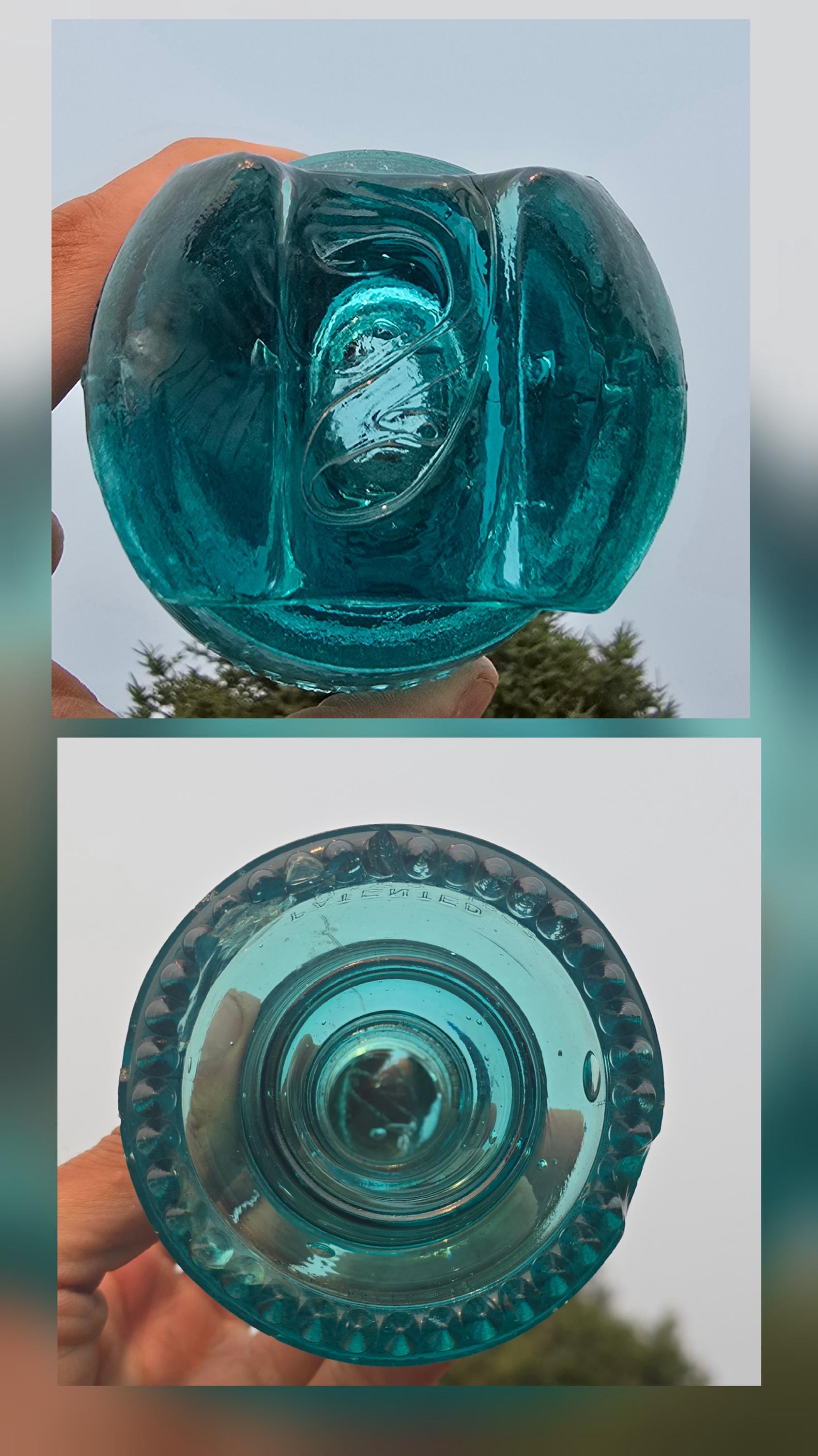 1 Antique Blue Aqua CABLE Hemingray No.1 Insulator! Great Old Glass USA ...