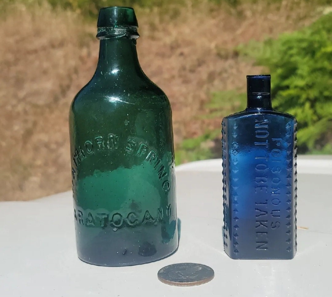 1870s Deep Emerald Hathorn Springs Bottle Beautiful Old Green Saratoga ...