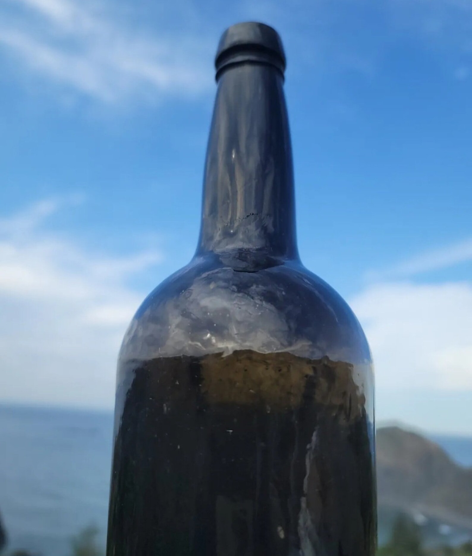 Remarkable 1810's Primitive RUM Bottle! Neat Antique Black Glass LIQUOR ...