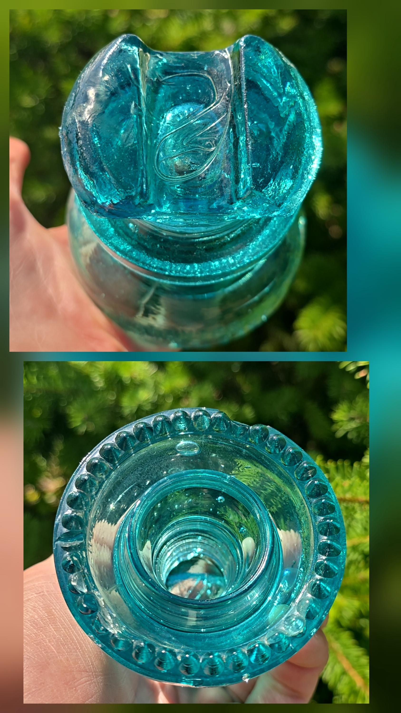1 Antique Blue Aqua CABLE Hemingray No.1 Insulator! Great Old Glass USA ...
