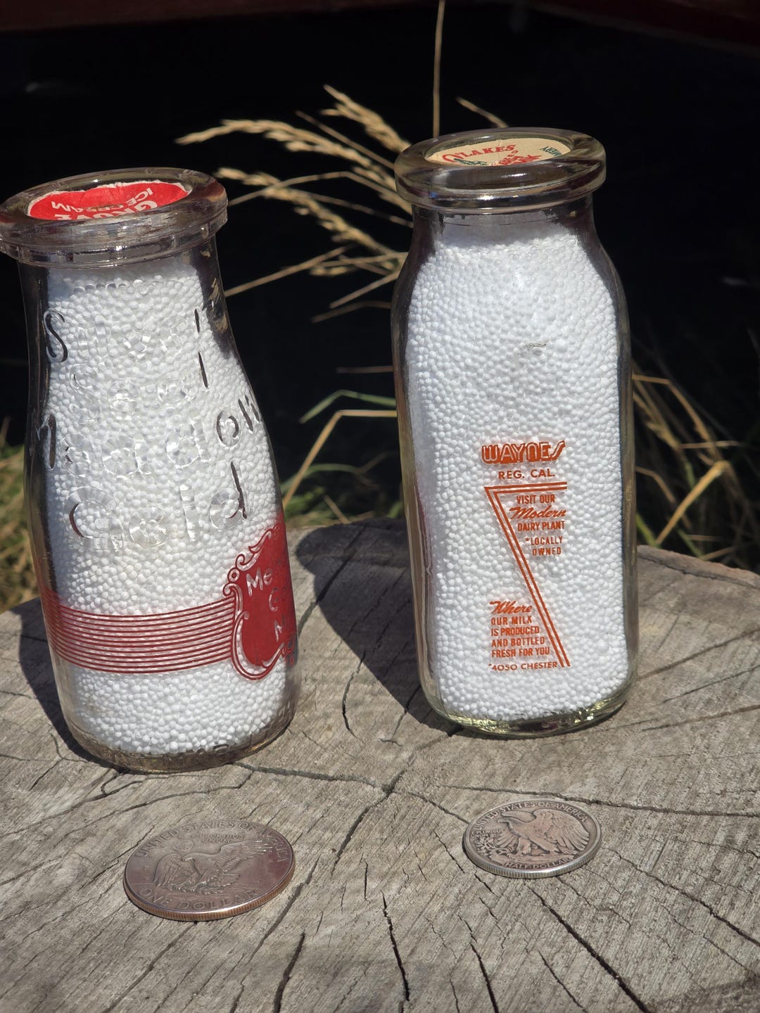 1 Little Old Western Milk! Neat Half Pint Meadow Gold Milk Dairy Bottle ...