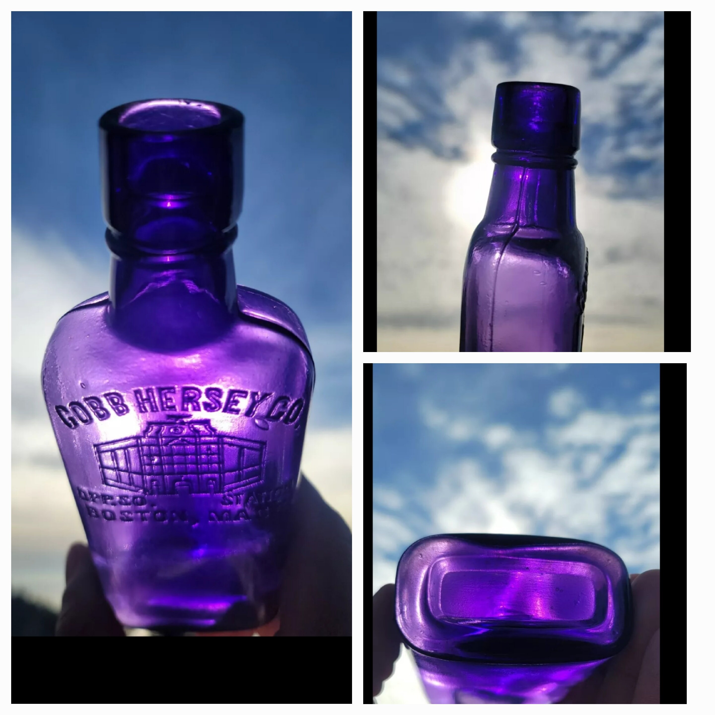 Awesome Old Boston Massachusetts Amethyst Whiskey Flask! Neat Old ...