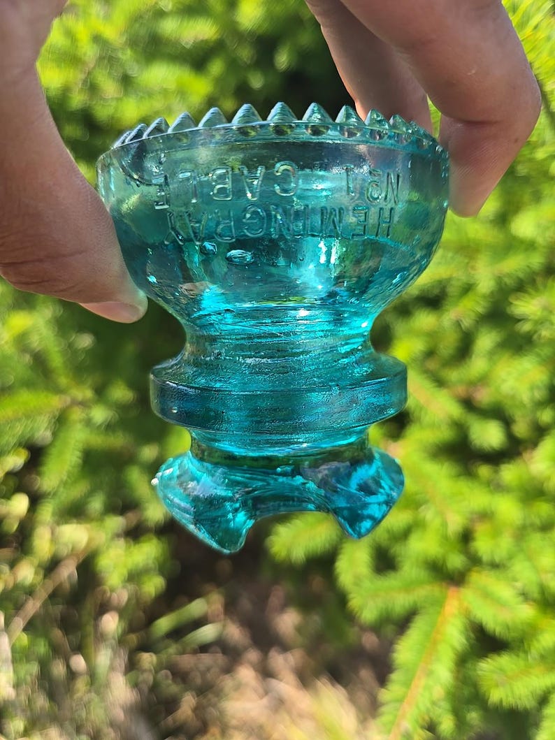 1 Antique Blue Aqua CABLE Hemingray No.1 Insulator! Great Old Glass USA ...