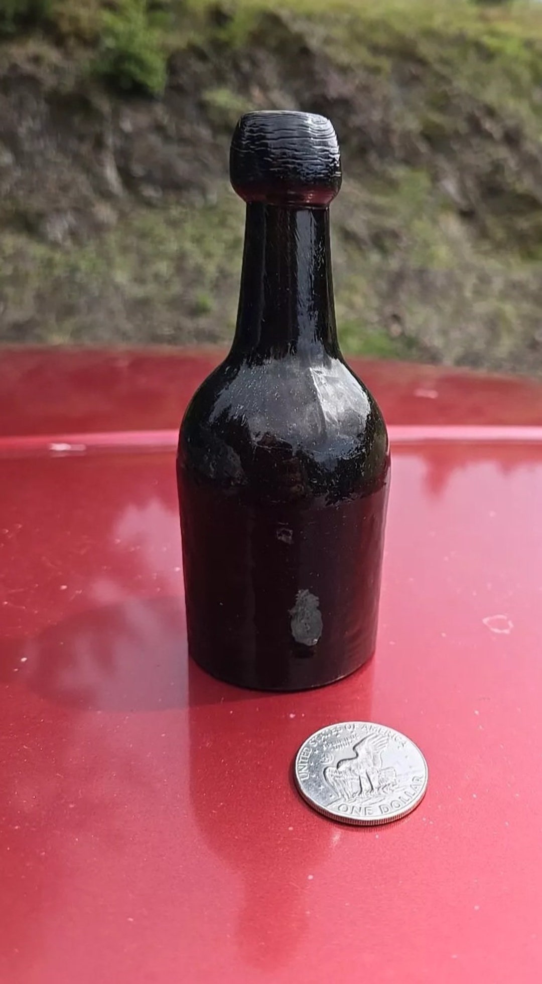 1830s Pontiled Blackglass Porter Soda or Ale Bottle Old Blown 3pc Mold ...