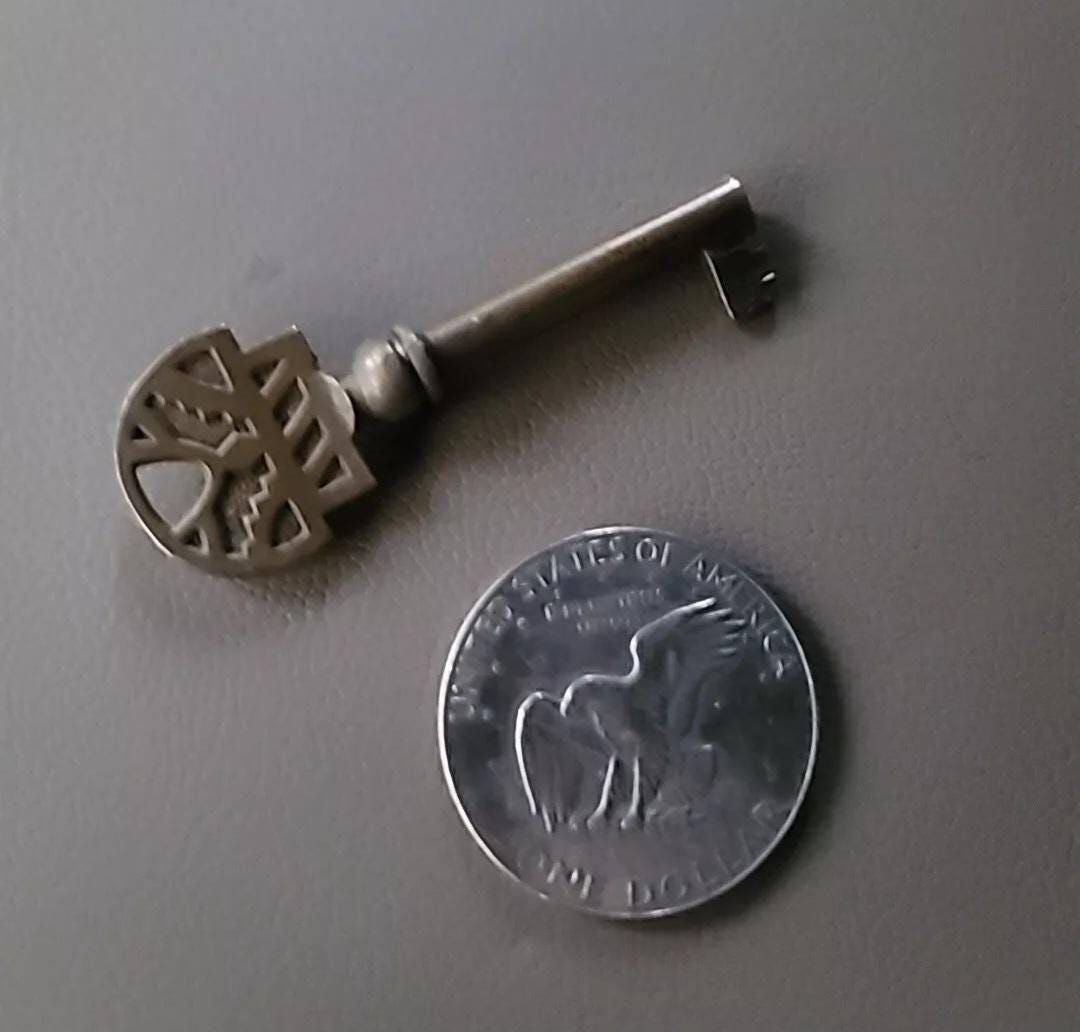 Great Old Brass Key! Antique Ornate Metal Skeleton Key Near 3 Inches ...