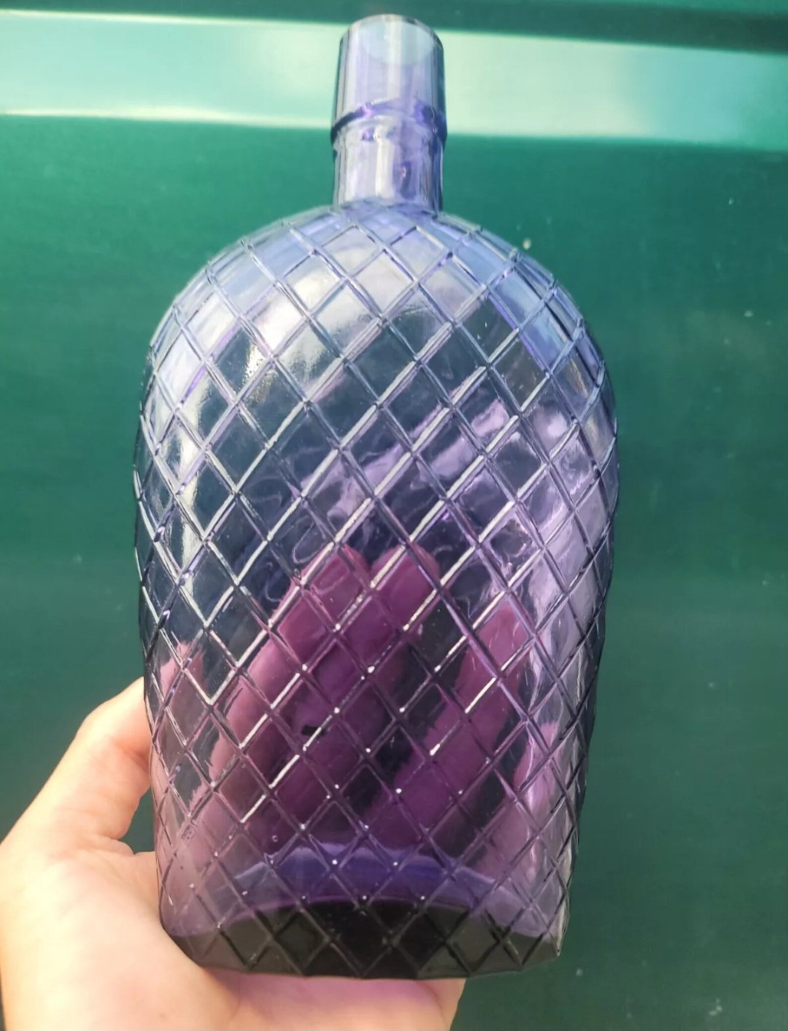 Extraordinary Antique Amethyst Quilted Whiskey Flask! Beautiful Large ...