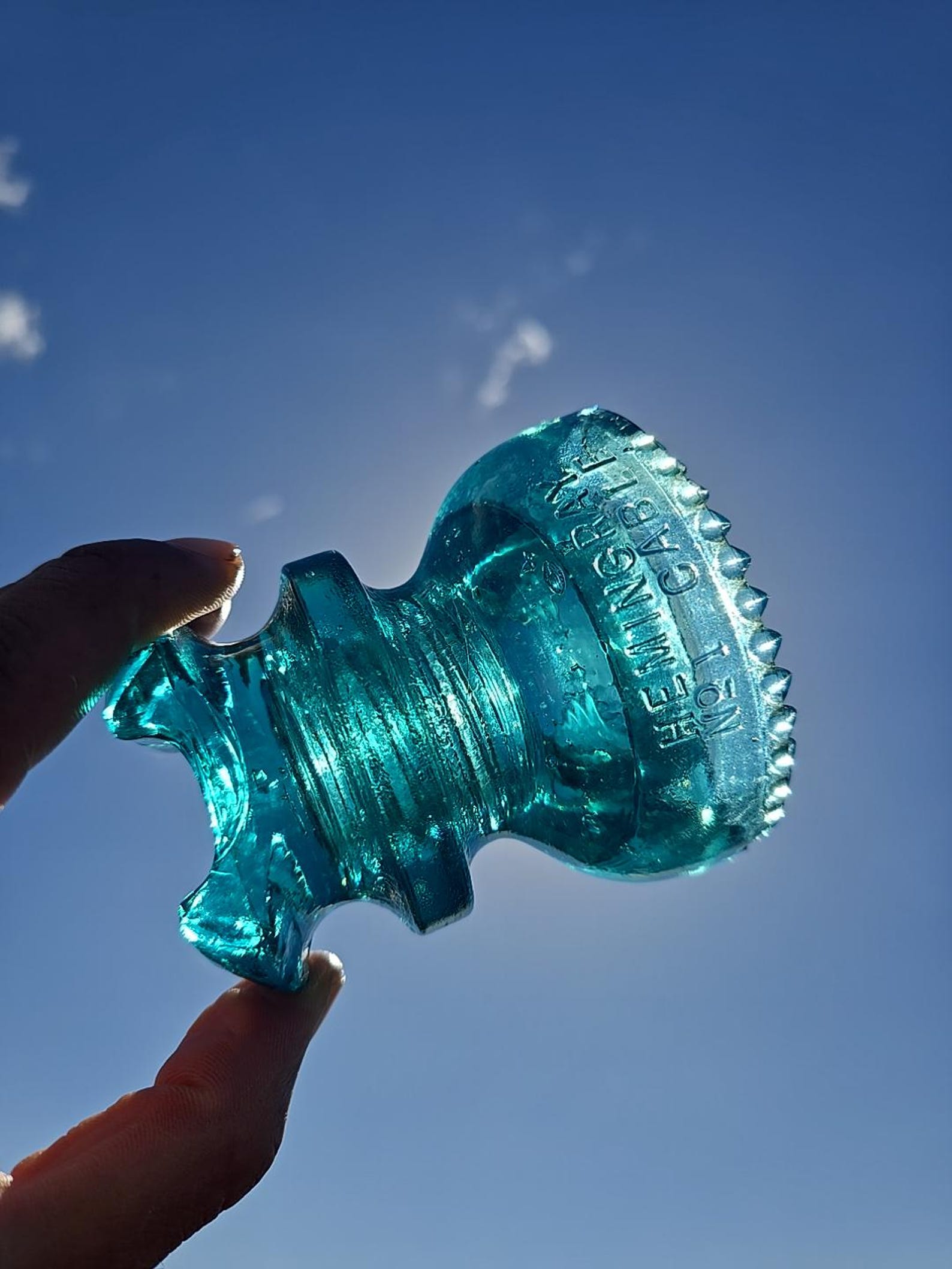 1 Antique Blue Aqua CABLE Hemingray No.1 Insulator! Great Old Glass USA ...