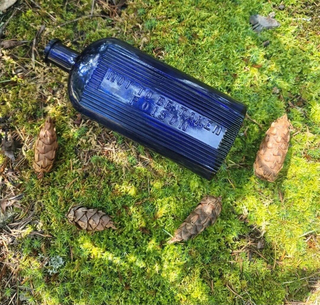STELLAR Deep Cobalt English Poison Bottle! Beautiful Antique Dark Blue ...