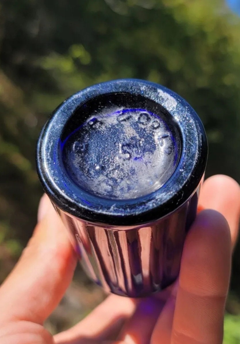 Remarkable Old Deep Cobalt POISON BOTTLE! ANTIQUE Blue Poison With ...