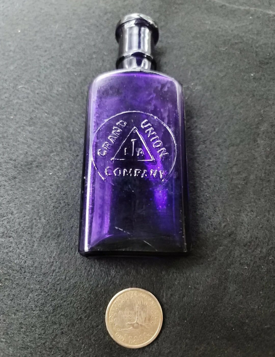 Old Deep Purple Grand Union Tea Bottle! Antique Amethyst Food Bottle ...