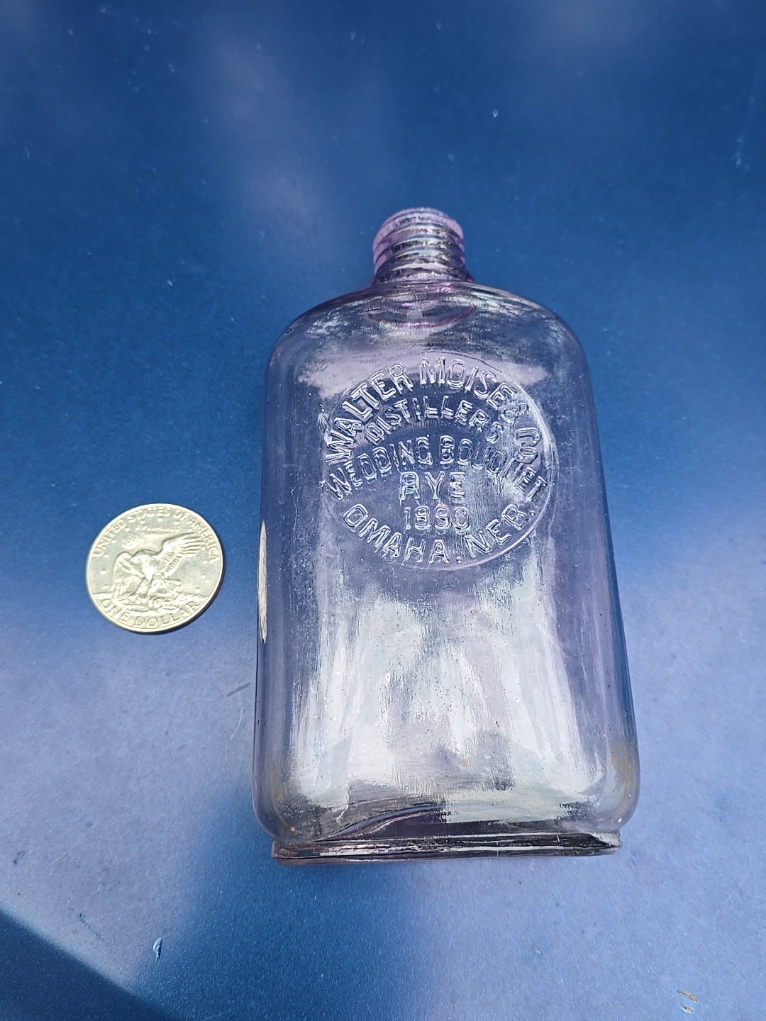 Rare 1890 Omaha Nebraska Whiskey Distillers Bottle Old Lavender Walter ...