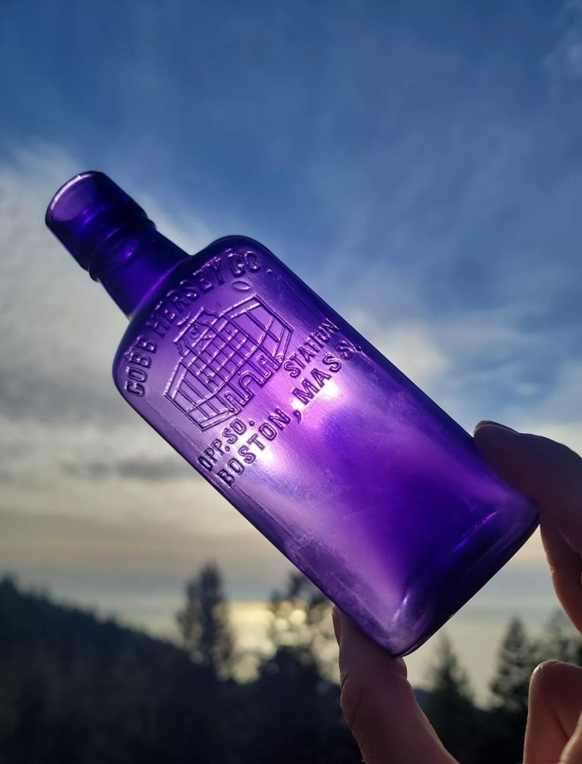 Awesome Old Boston Massachusetts Amethyst Whiskey Flask! Neat Old ...