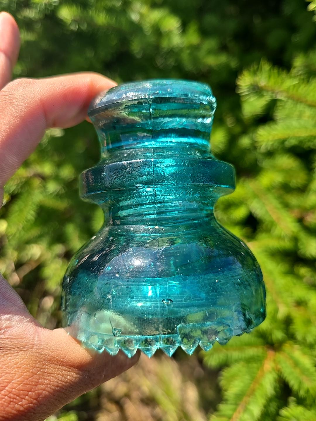 1 Antique Blue Aqua CABLE Hemingray No.1 Insulator! Great Old Glass USA ...