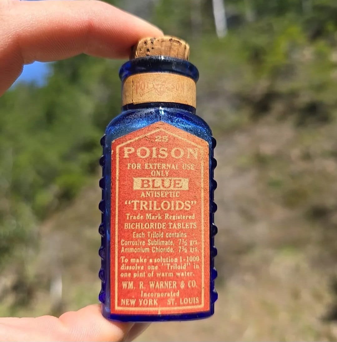 Old Miniature Original Labels Blue Poison Bottle Small Antique Deep ...