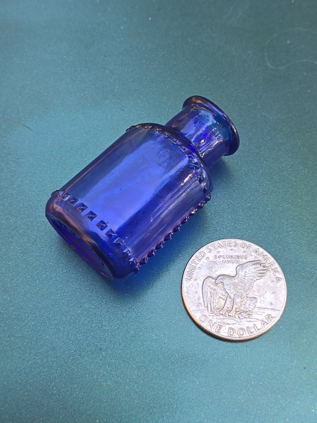Old Miniature Cobalt Poison Bottle!tiny Antique Blue Dotted ...