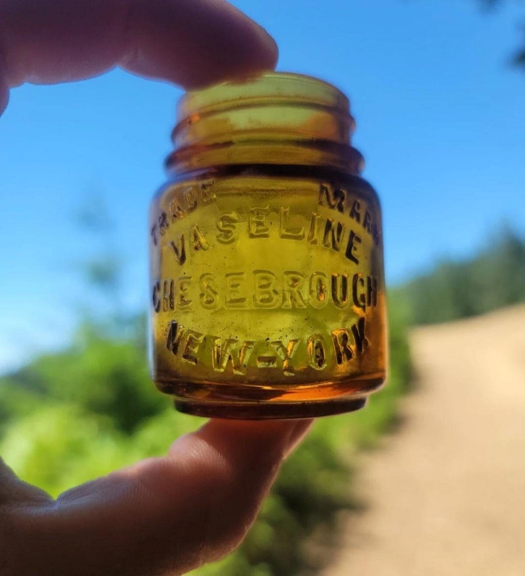 1920s Honey Amber Vaseline Bottle! Small Old Light Brown Chesebrough ...