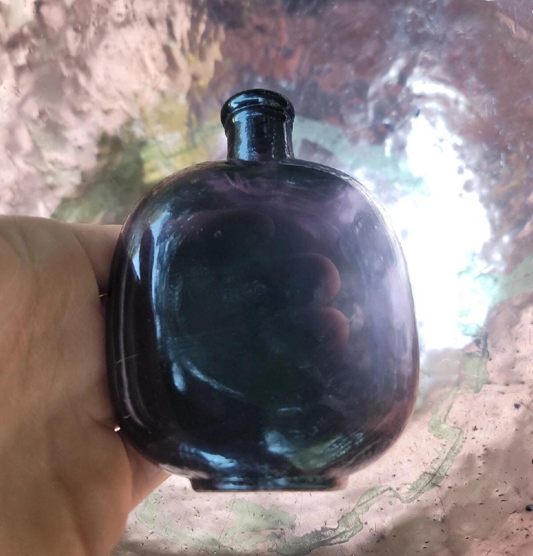 Pretty 1880s Amethyst 1/2 Pint Pumpkin Whiskey Flask! Antique Purple ...
