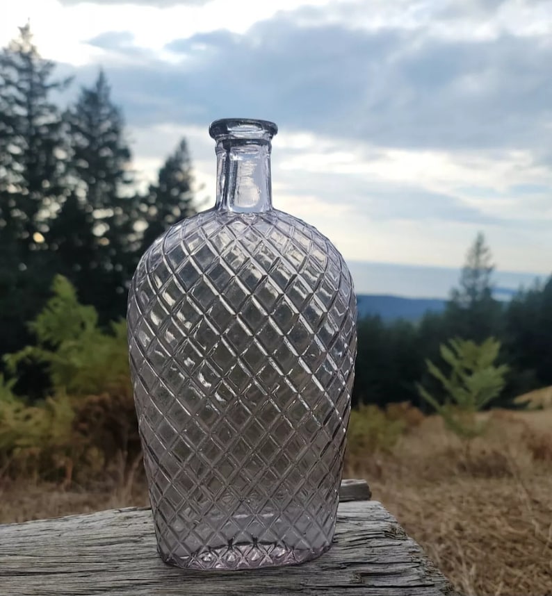 Beautiful 1880's Jumbo Quilted Whiskey Flask! Big Soft Amethyst ...