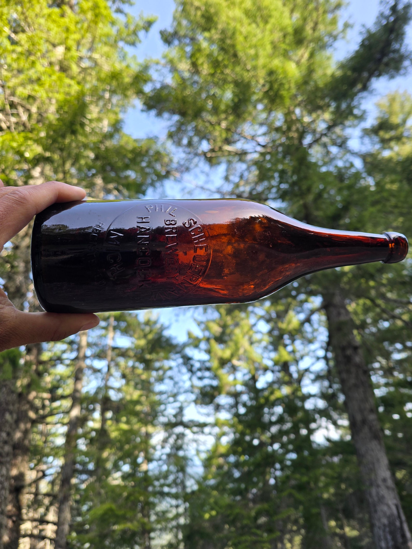 Large Deep Amber 1880s Blob Top Beer or Ale Bottle! Phil Scheuermann ...