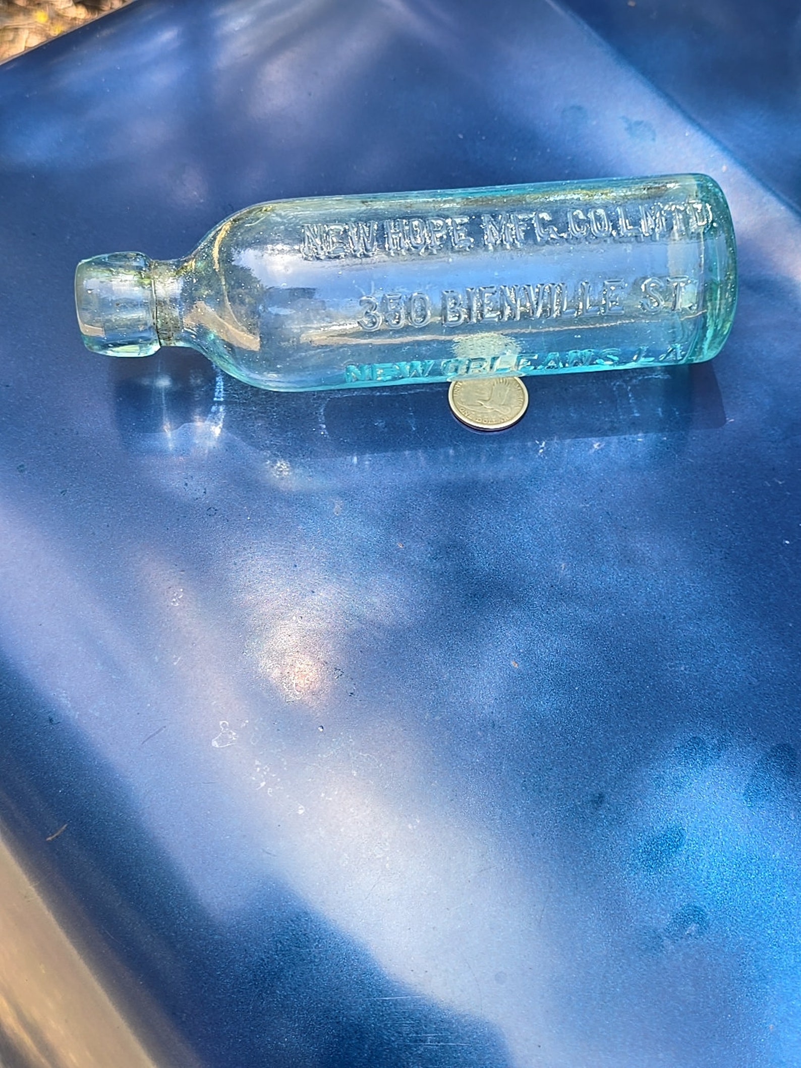 1880s New Orleans LA Hutch Hutchinson Bottle! Antique Aqua New Hope ...