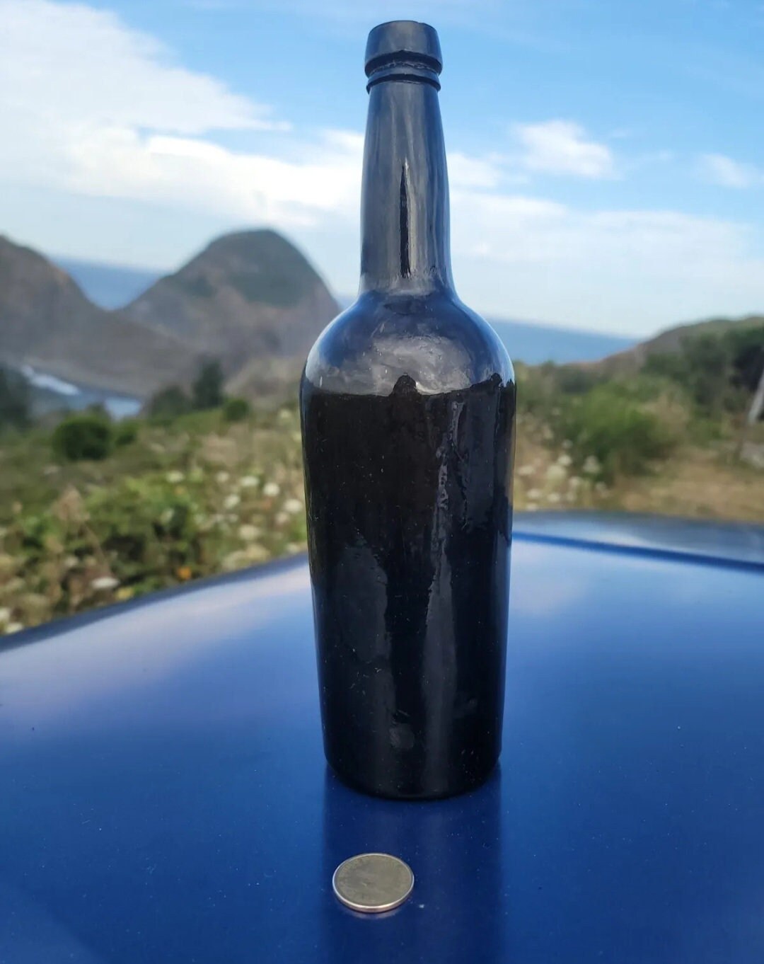 Remarkable 1810's Primitive RUM Bottle! Neat Antique Black Glass LIQUOR ...