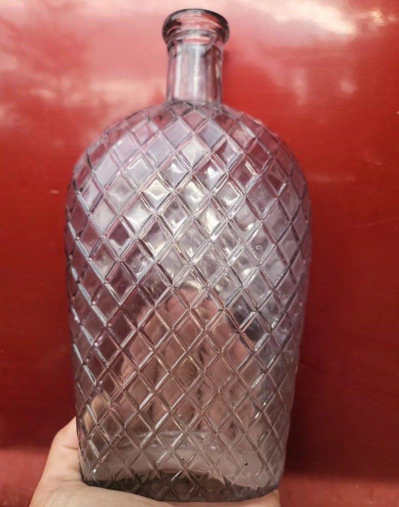 Beautiful 1880's Jumbo Quilted Whiskey Flask! Big Soft Amethyst ...