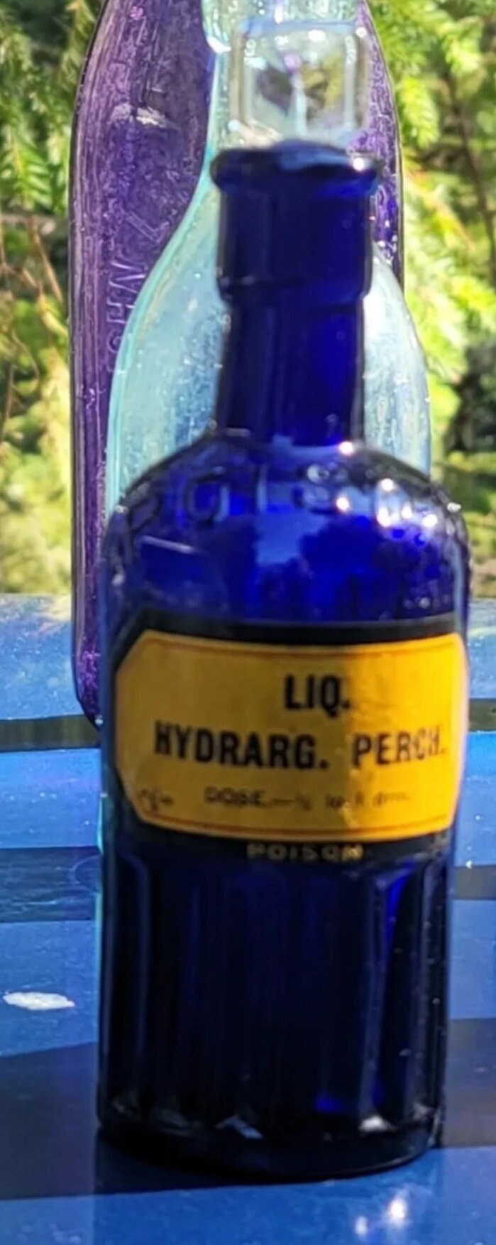 Remarkable Old Deep Cobalt POISON BOTTLE ANTIQUE Blue Poison With Label ...