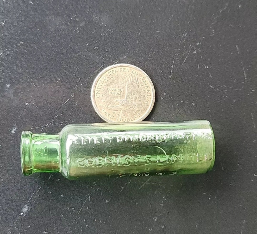 Antique London Cylinder Vial Bottle! Old Sample Size Green UK Chemist ...