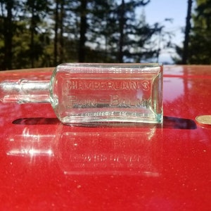 Choice Antique Chamberlain's Pain Balm Bottle! Old Clean Deep Aqua Iowa ...