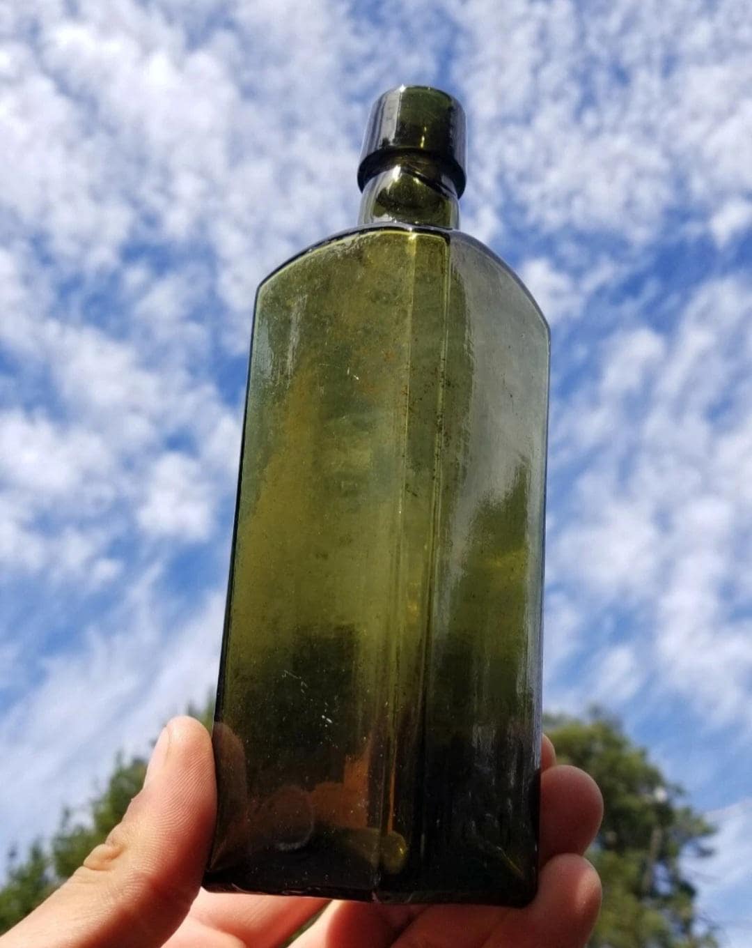 Antique Green Yellowish Schnapps Bottle! Old Gin or Rum Bottle! *neat ...