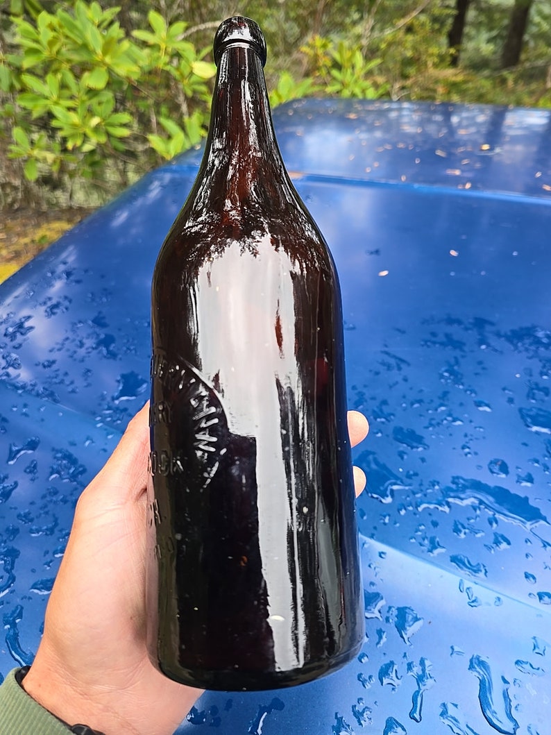 Large Deep Amber 1880s Blob Top Beer or Ale Bottle Phil Scheuermann ...