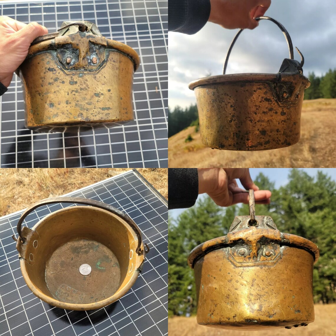 1700s Primitive Brass Cauldronantique Cast Iron Bailed Burgundy France ...