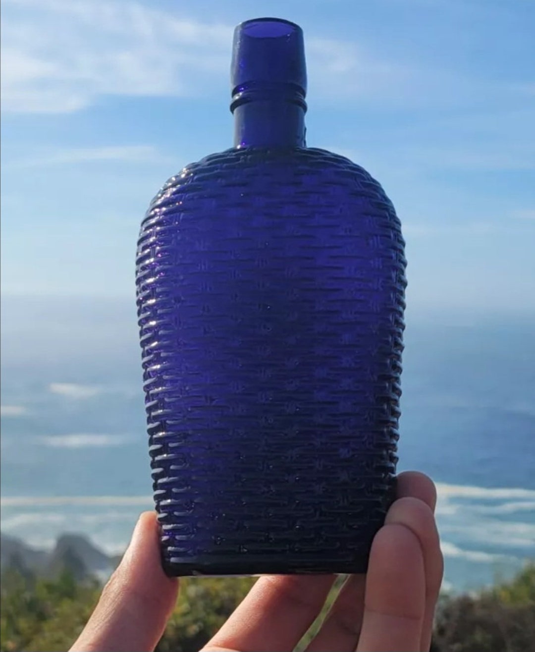 1880's Large Basketweave Amethyst Whiskey Flask! Awesome Old Purple ...
