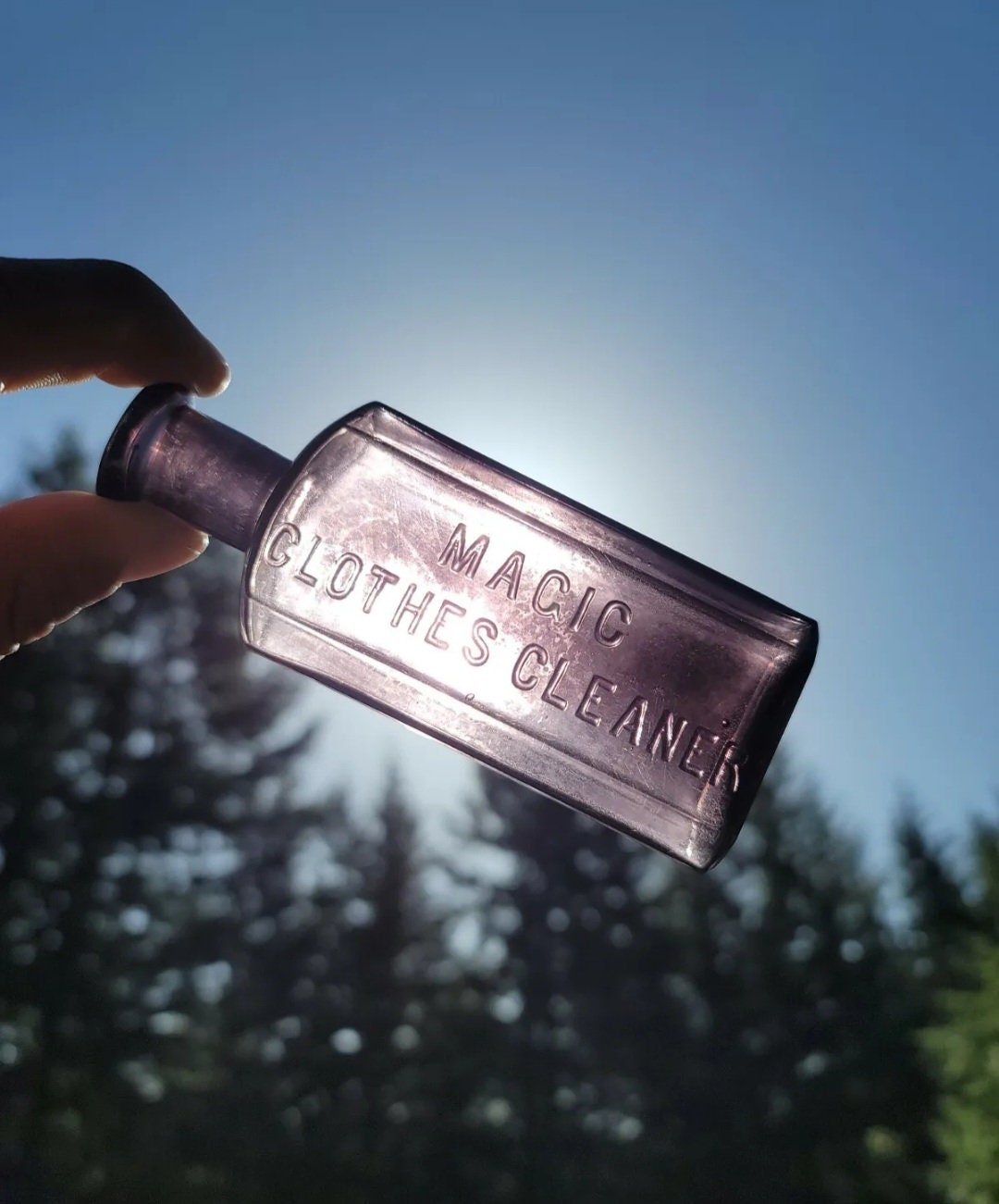 Old Purple Magic Clothes Cleaner Bottle! Antique Dark Amethyst Magic ...