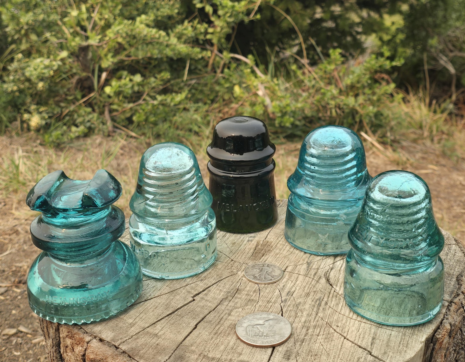 1 Antique Blue Aqua CABLE Hemingray No.1 Insulator! Great Old Glass USA ...